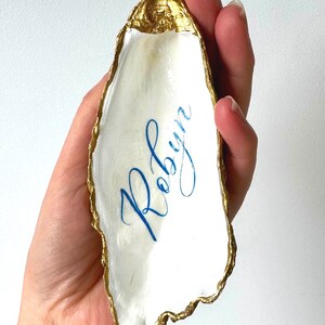 Personalised Oyster Shell Dish, Wedding Guest Favor, Placeholder ...