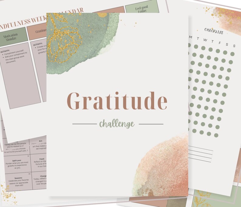 Gratitude Challenge Worksheet Bundle || Instant Download, Journaling ...