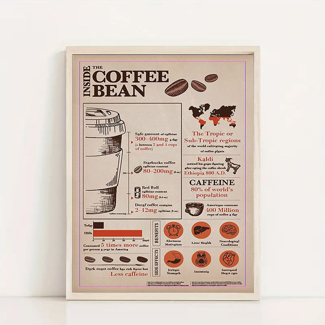 Retro Inside the Coffee Bean Poster Vintage Coffee Shop - Etsy