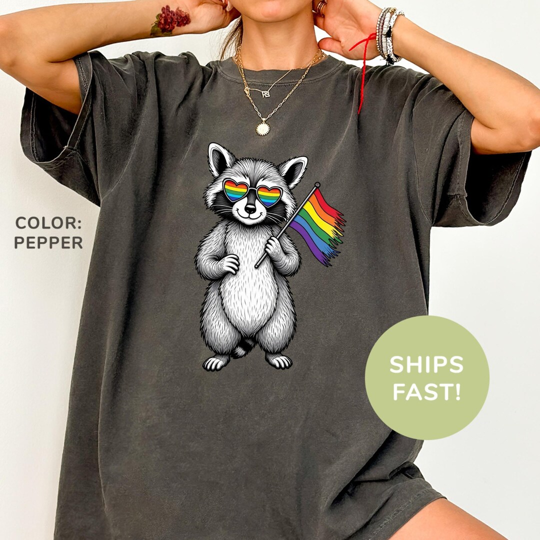 Comfort Colors® Raccoon Pride Flag Shirt, Pride Month Shirt, Raccoon ...