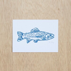 Single Fish Linocut Print - Etsy