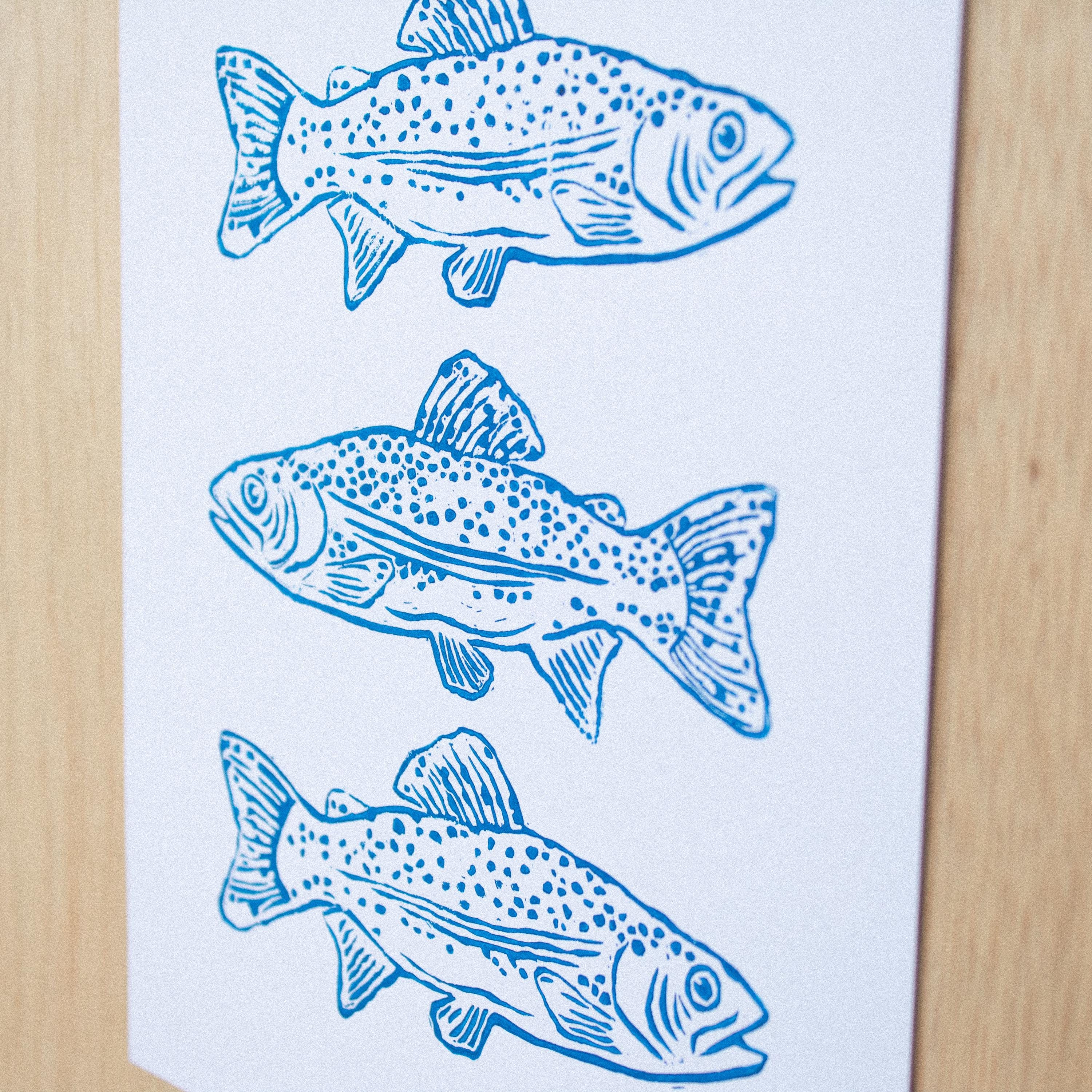 Fish Linocut Print - Etsy