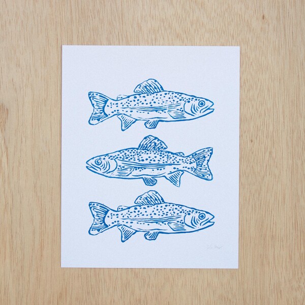 Fish Linocut - Etsy
