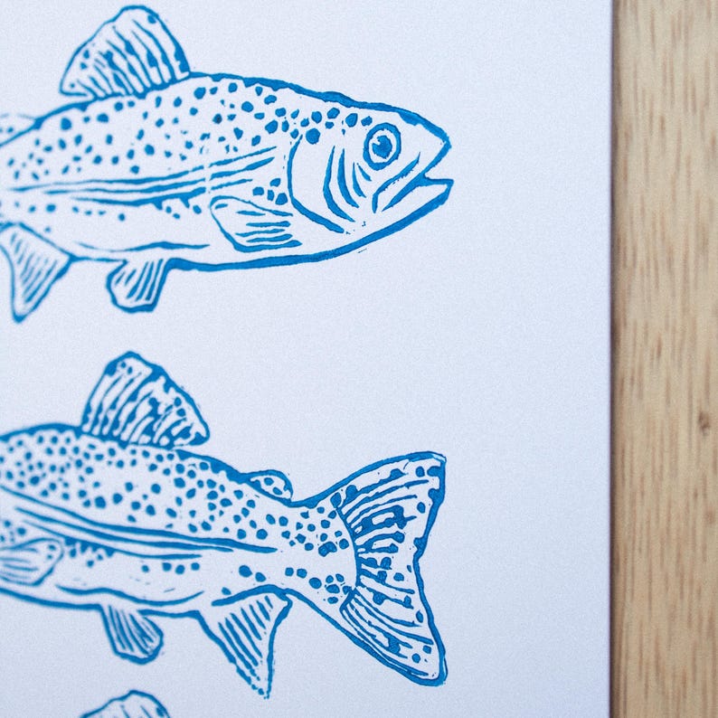 Fish Linocut Print - Etsy