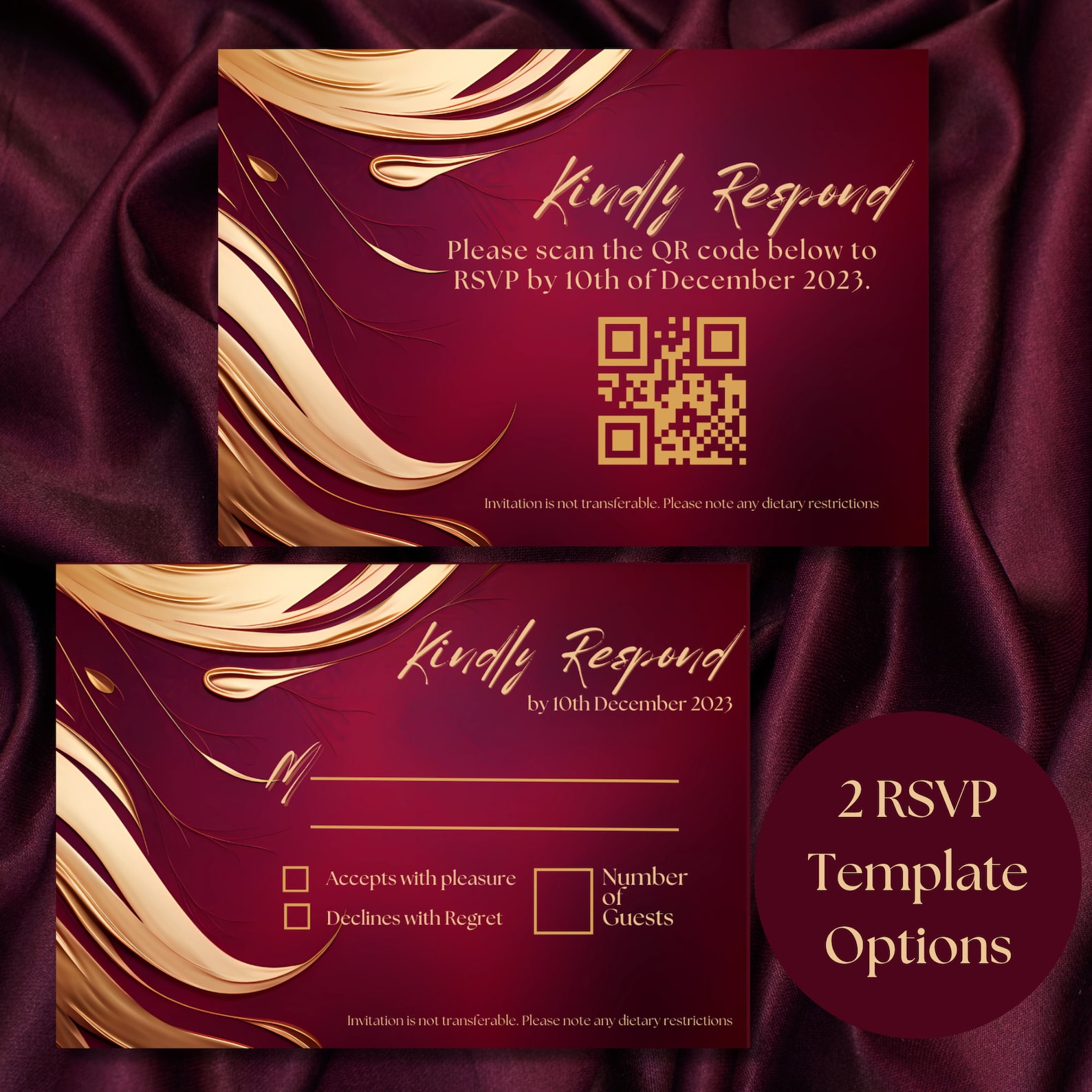 Opulent Gala Invitation Bundle- With Gala Tickets RSVP Card Template ...
