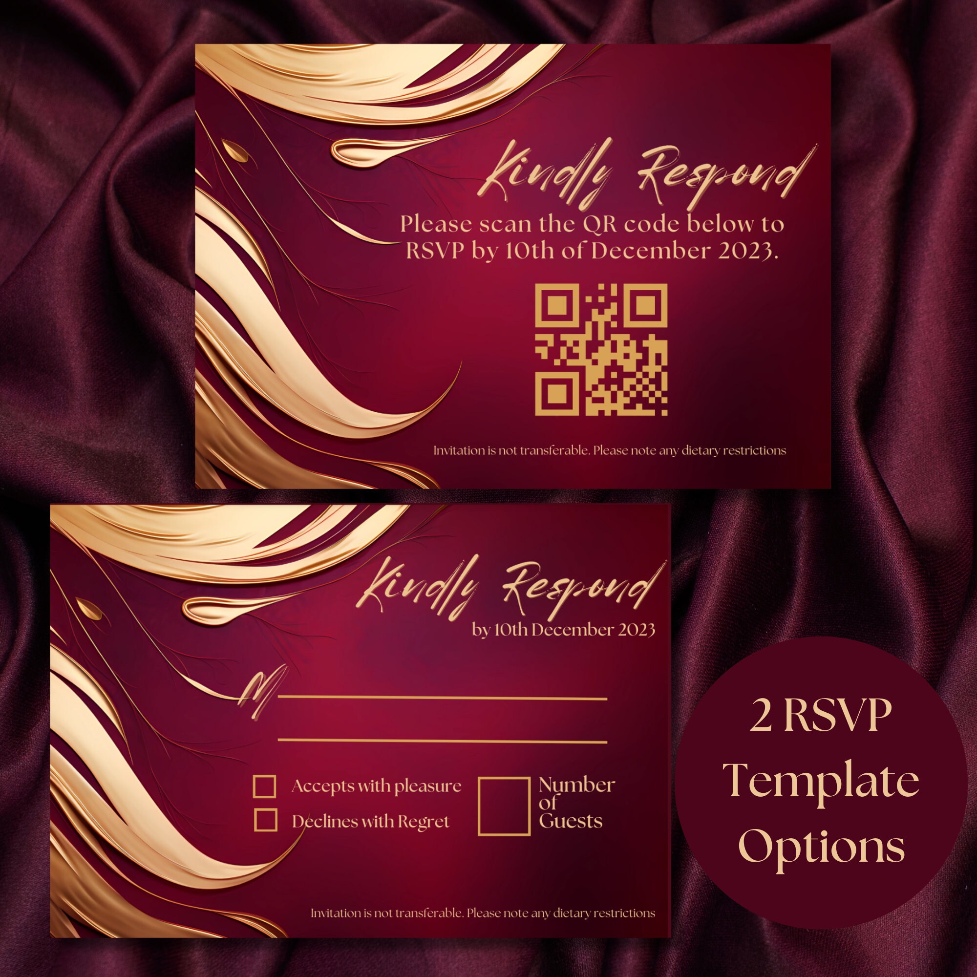 Opulent Gala Invitation Bundle- With Gala Tickets RSVP Card Template ...