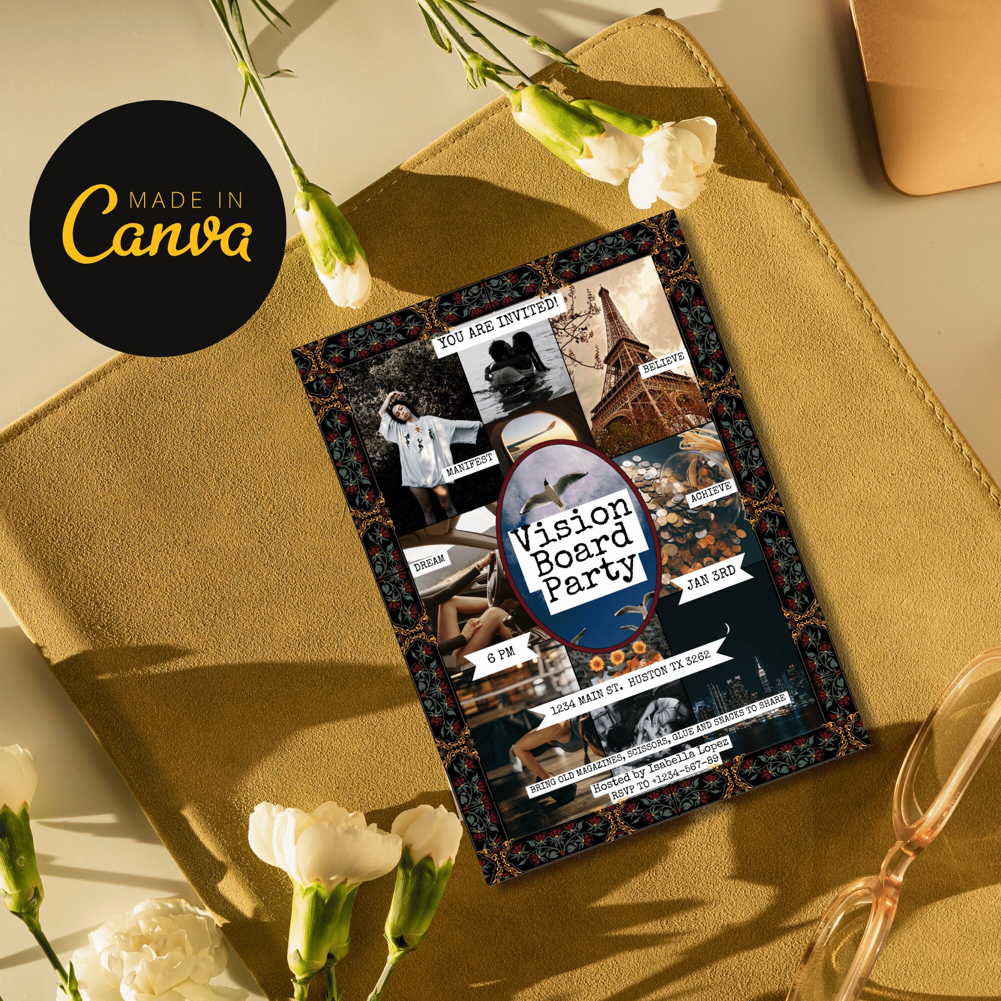 Vision Board Party Invite Western Gothic Vision Board Party Invitation ...