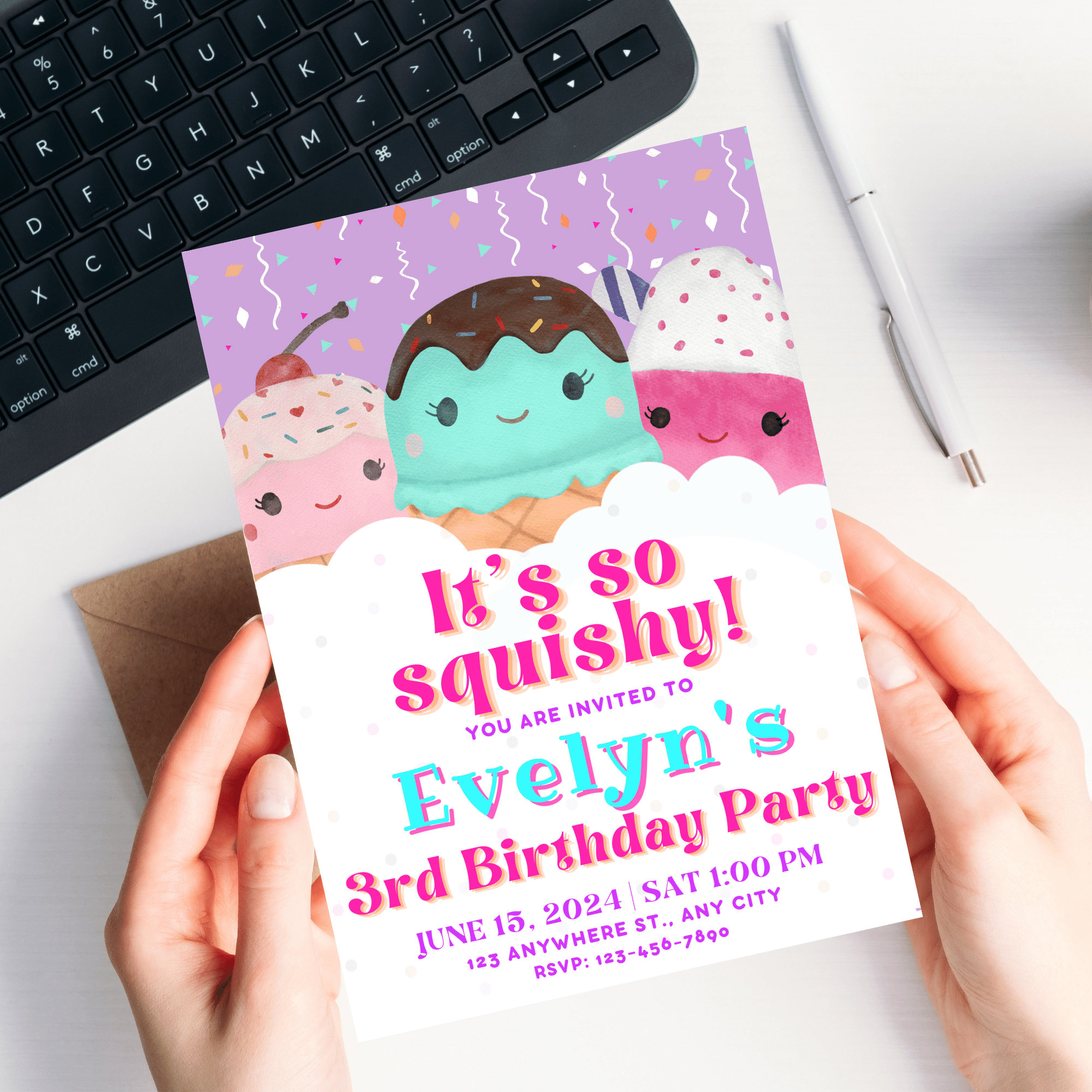 Squishmallow Birthday Invitation -purple Squishmallow Invitation 3rd ...