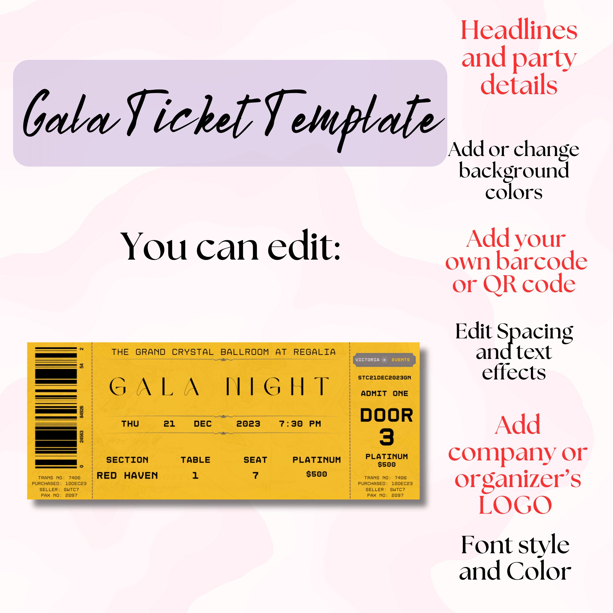 Vintage Gala Tickets Entry Pass Gala Dinner Ticket Stub Event Ticket ...