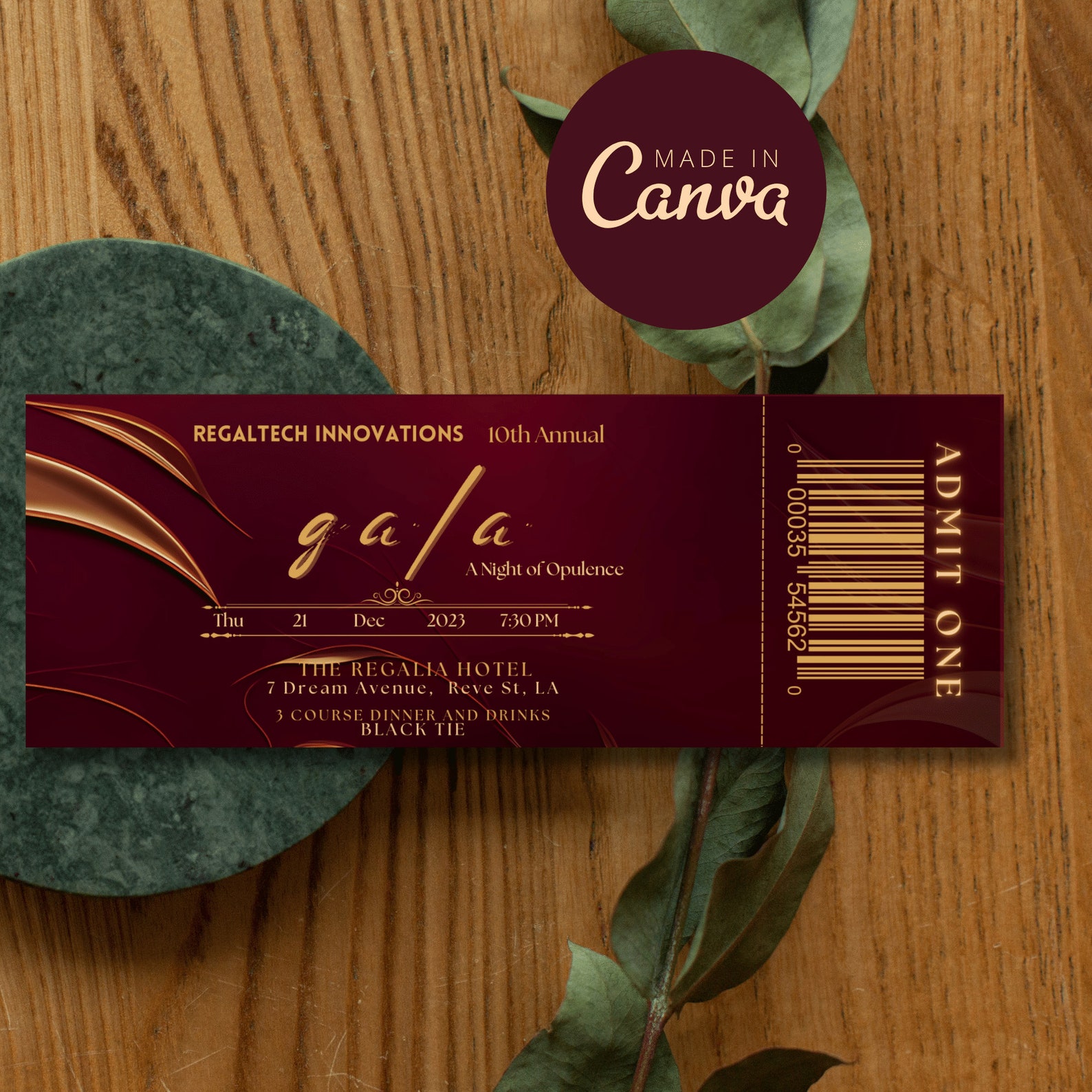 Opulent Gala Tickets Entry Pass for Gala Night With Ticket Stub Event ...