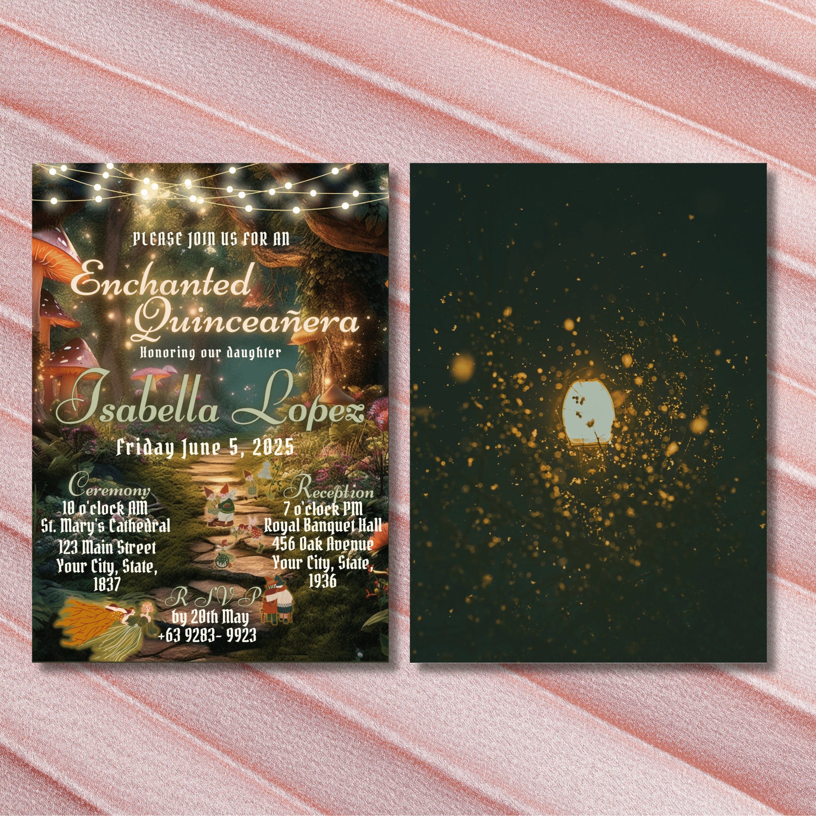 Enchanted Forest Quinceanera Invitations Template- Fantasy Mis Quince ...