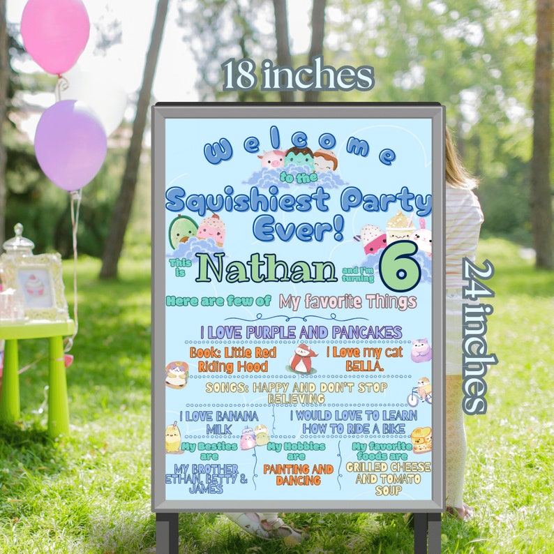 Squishmallow Birthday Boy Welcome Sign Template- Blue Welcome Sign ...