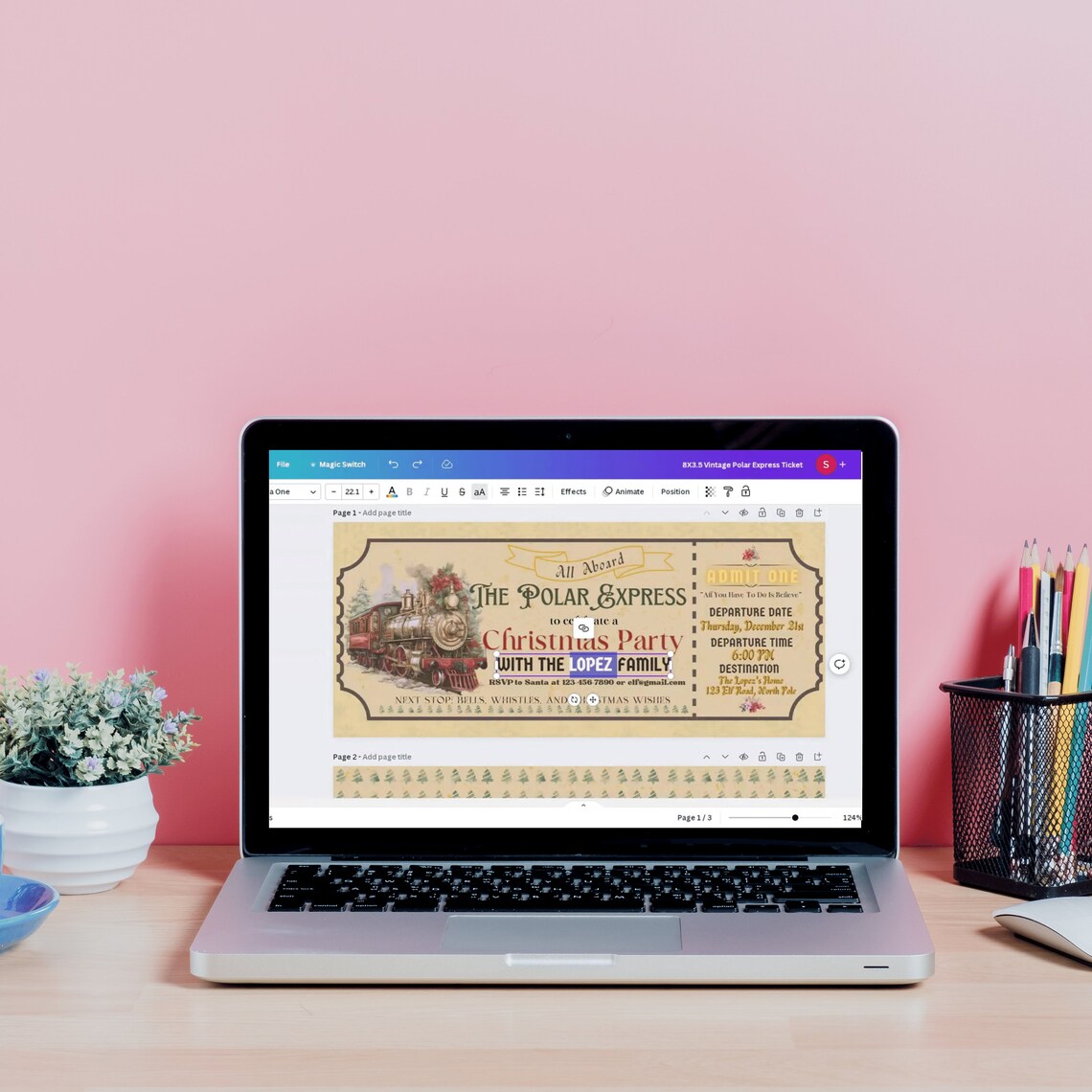 Vintage Polar Express Ticket Invitation- Christmas Party Ticket Invite ...