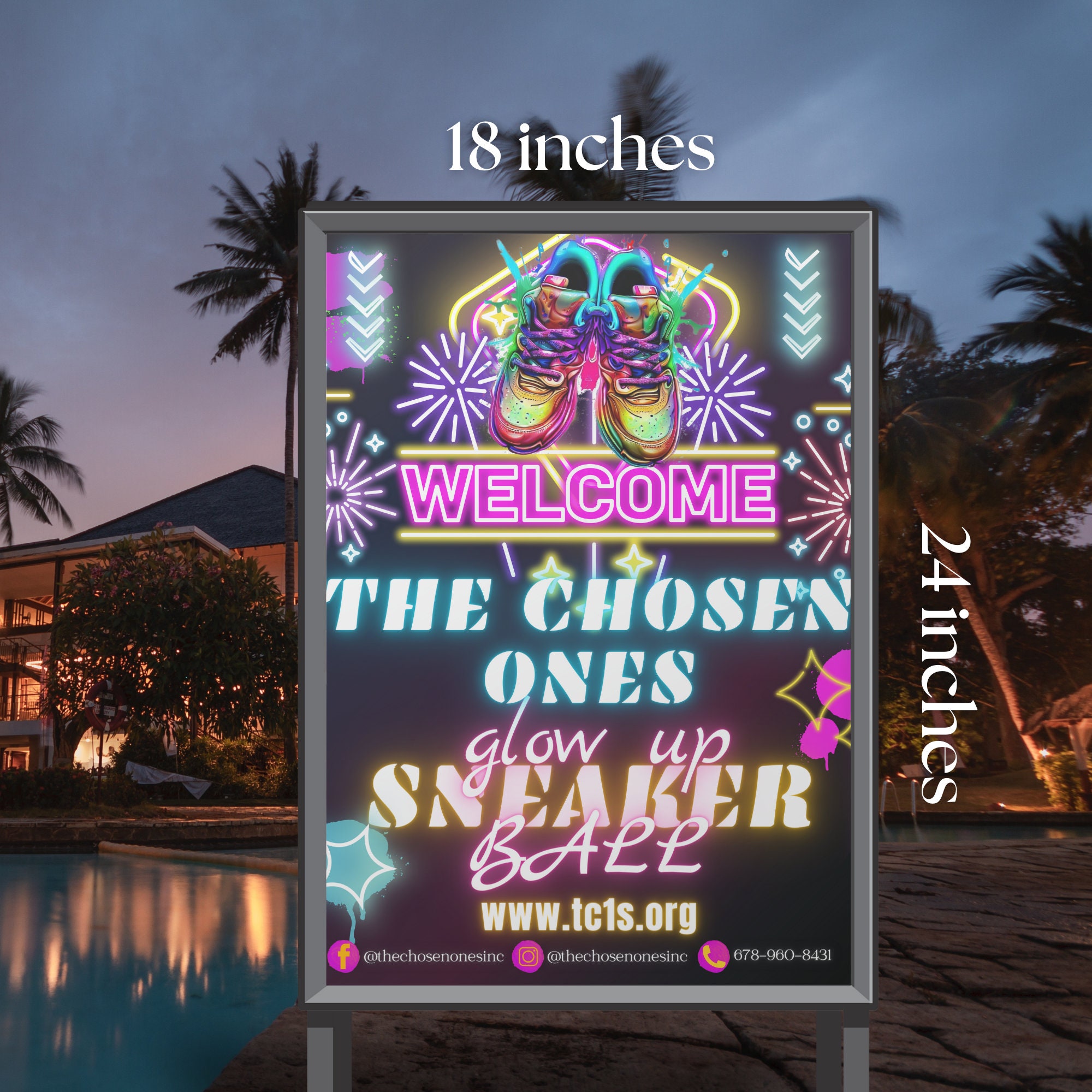 Neon Sneaker Ball Welcome Sign Template- Glow up Welcome Sign Sneaker ...