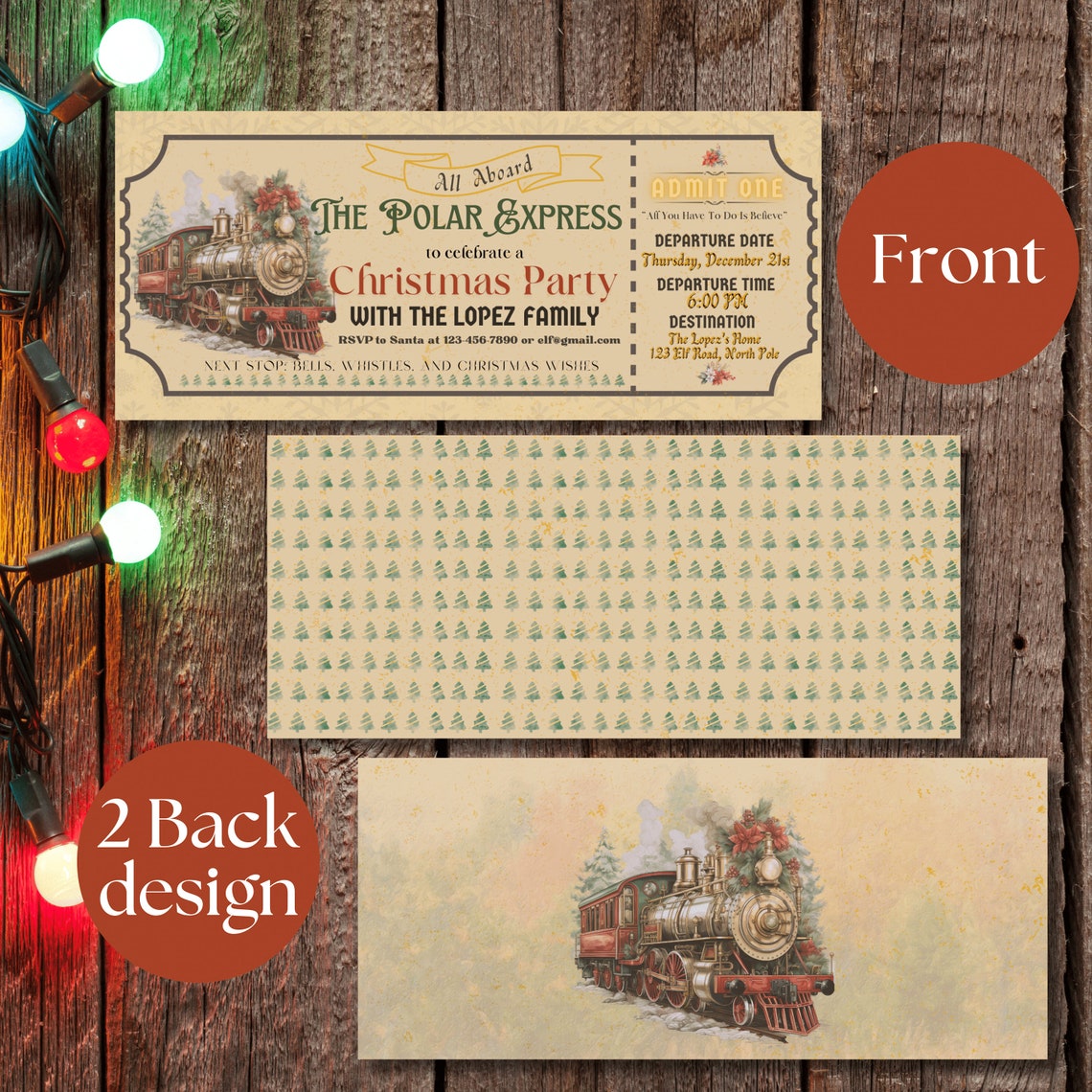 Vintage Polar Express Ticket Invitation- Christmas Party Ticket Invite ...