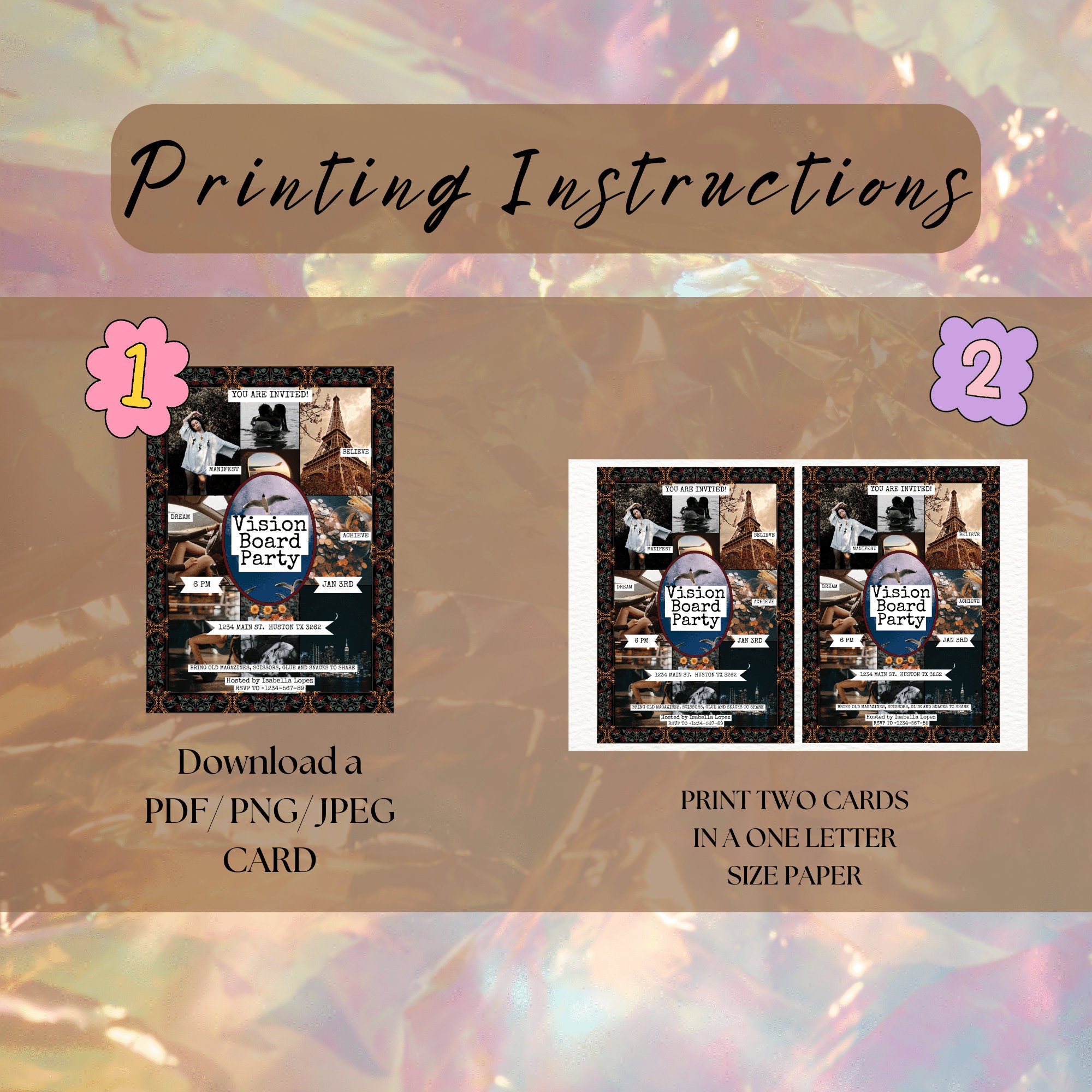 Vision Board Party Invite- Western Gothic Vision Board Party Invitation ...