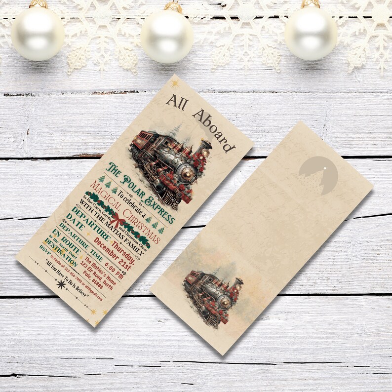 Vintage Christmas Flyer Polar Express Ticket Invitation Christmas Party ...