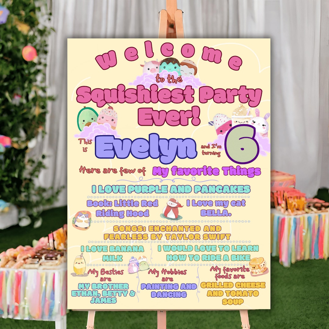 Squishmallow Birthday Welcome Sign Template- Pastel Welcome Sign ...