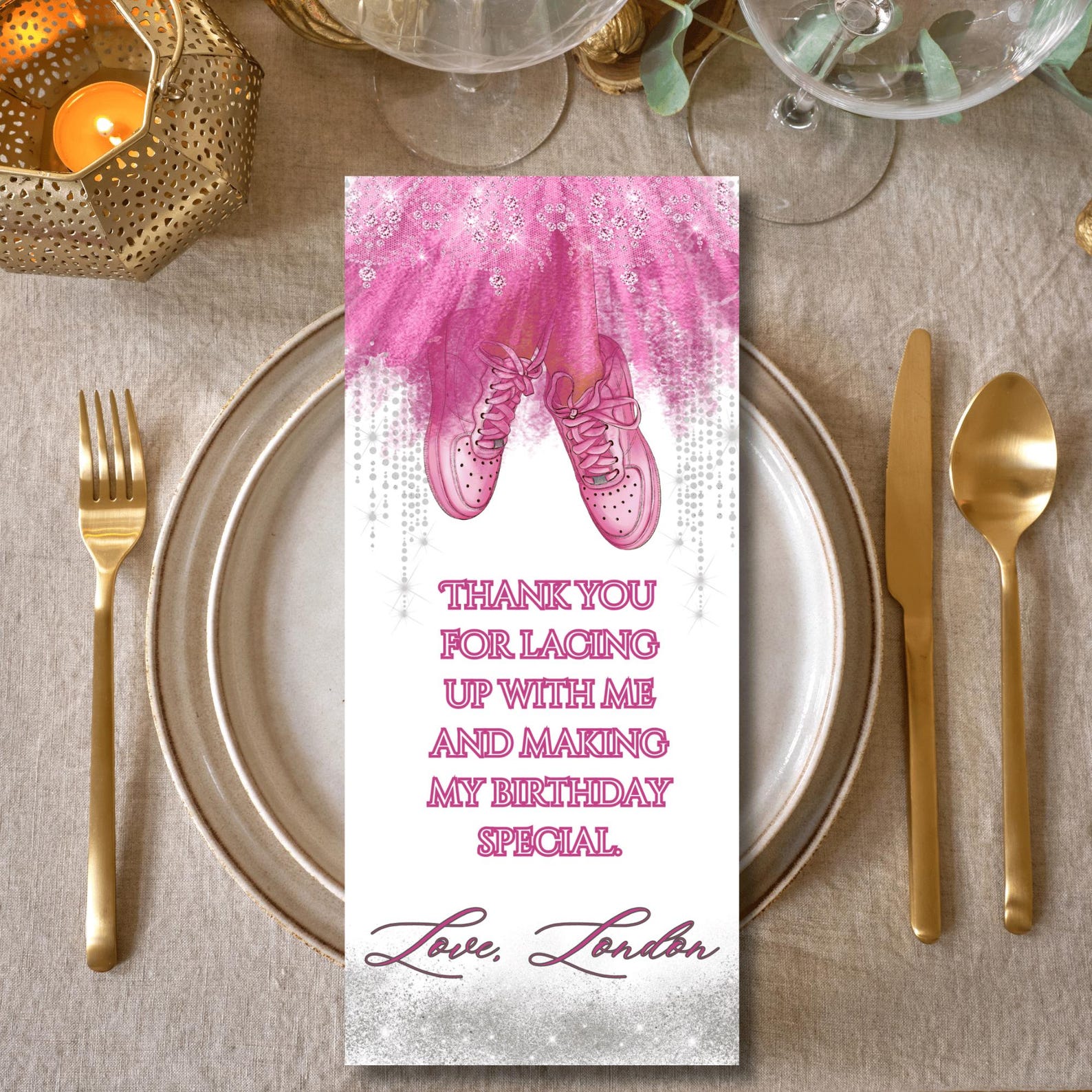 Sneaker Ball Thank You Cards - Sneaker Ball Gala Pink Thank You Tags ...