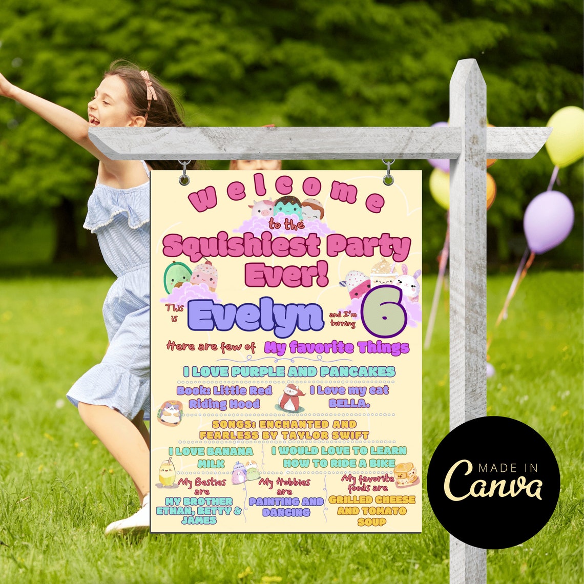 Squishmallow Birthday Welcome Sign Template- Pastel Welcome Sign ...