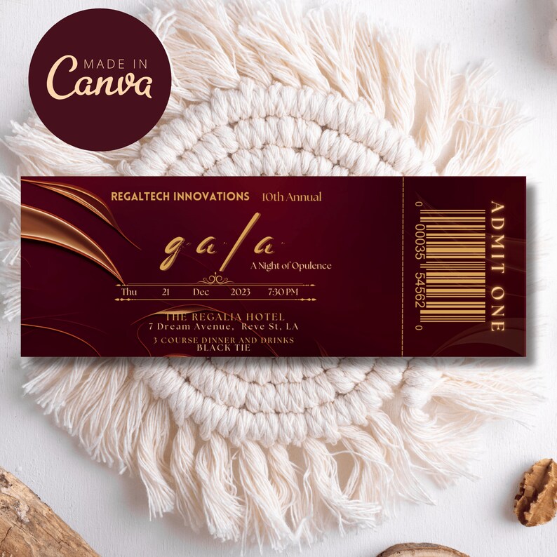 Opulent Gala Tickets Entry Pass for Gala Night With Ticket Stub Event ...