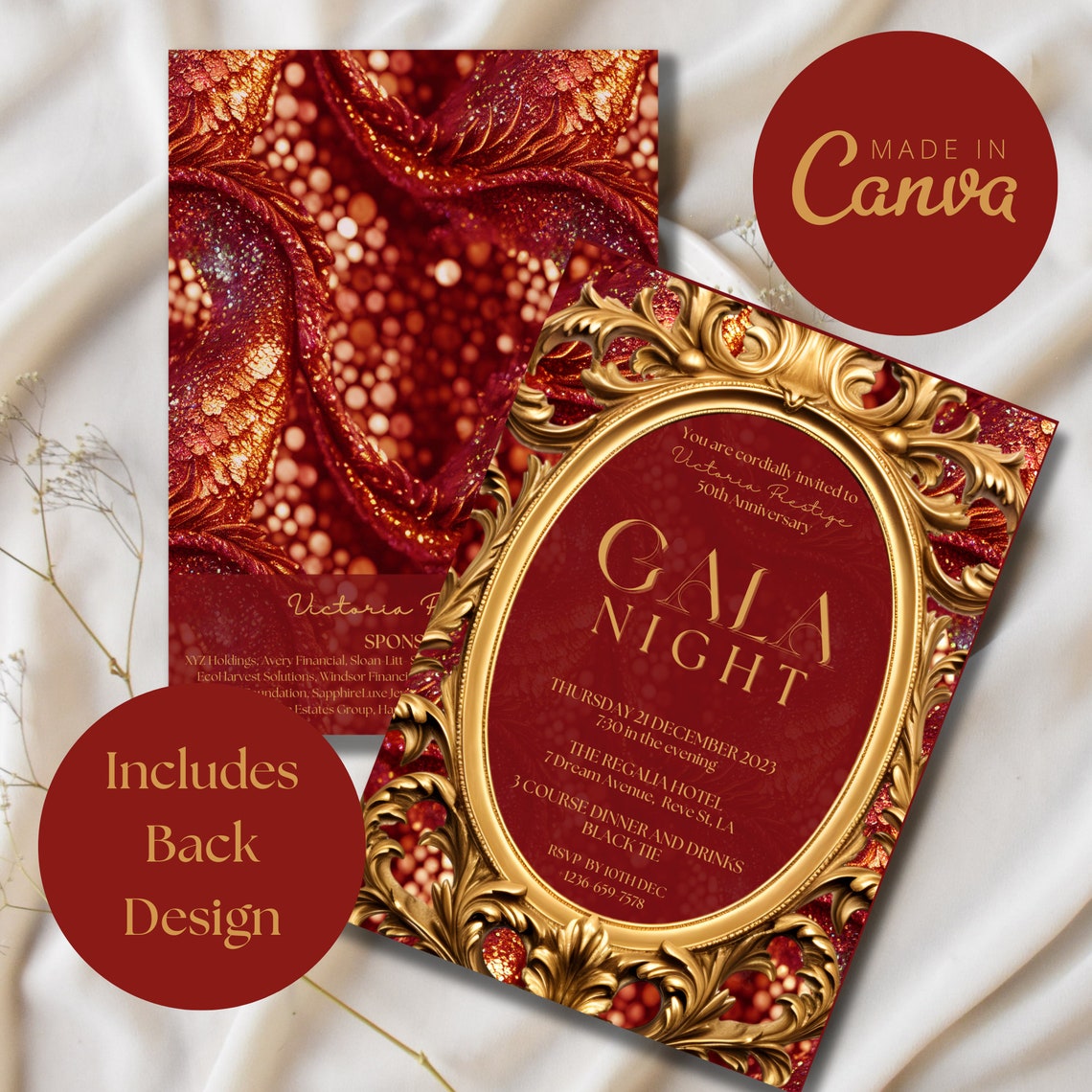 Oriental Gala Invitation Template Bundle- With Gala Tickets RSVP Card ...