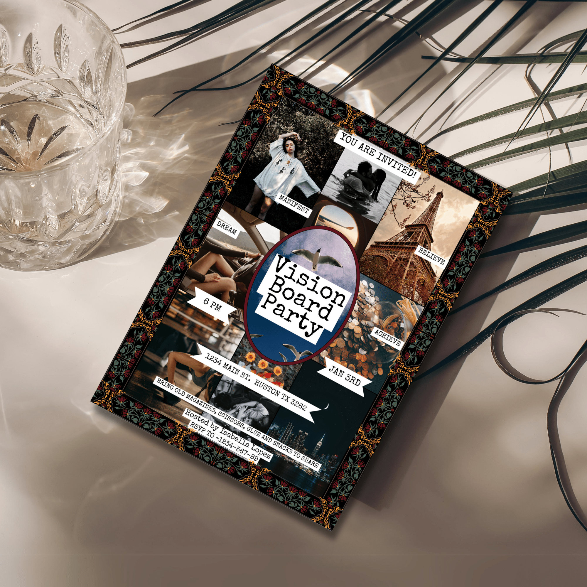 Vision Board Party Invite Western Gothic Vision Board Party Invitation ...