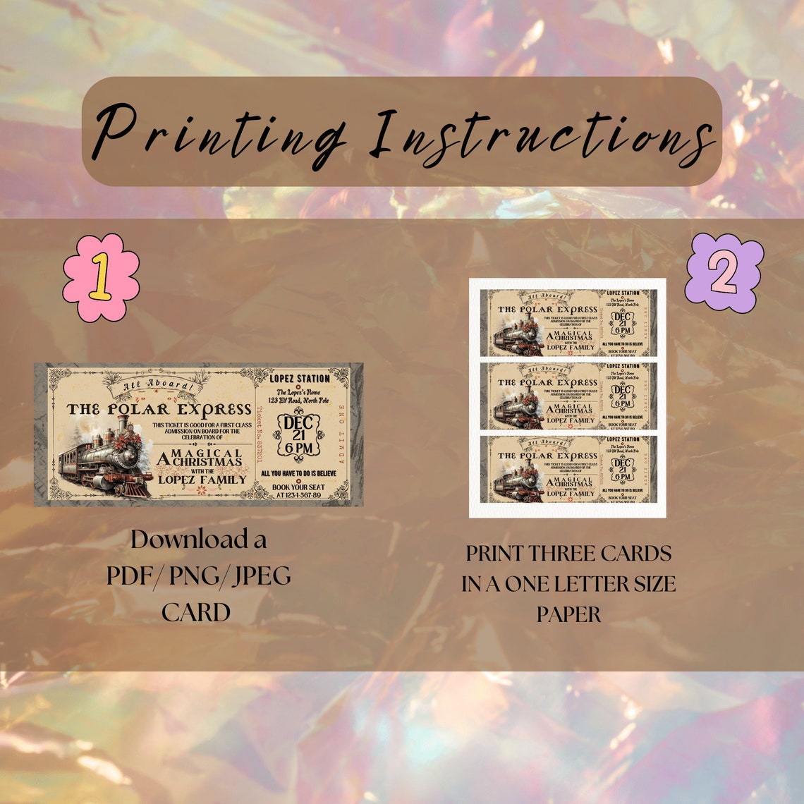 Vintage Polar Express Ticket Invitation- Christmas Party Ticket ...