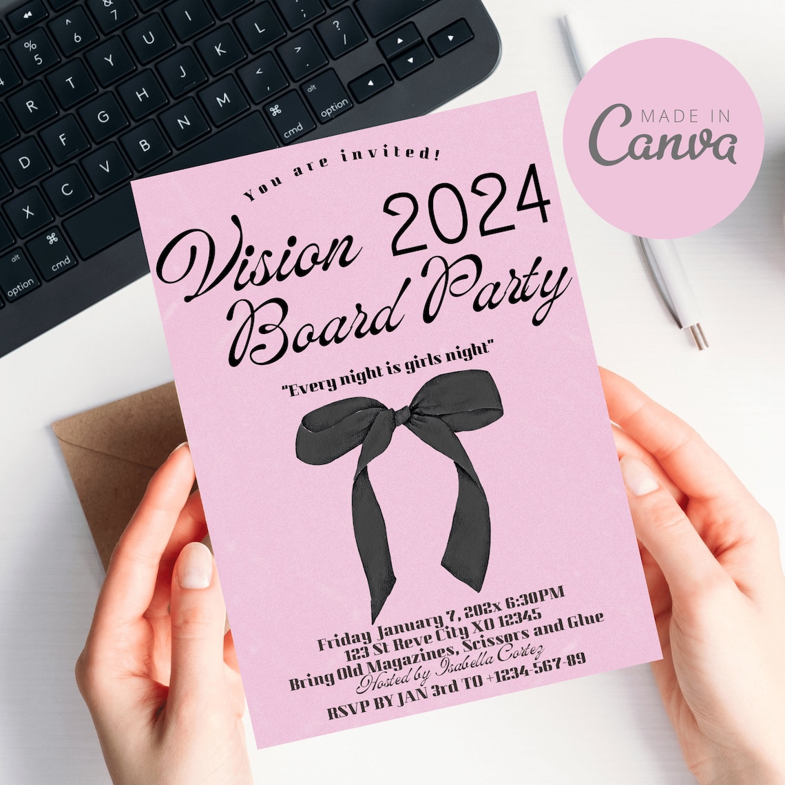 Vision Board Party Invite Coquette Vision Board Party Invitation Black ...