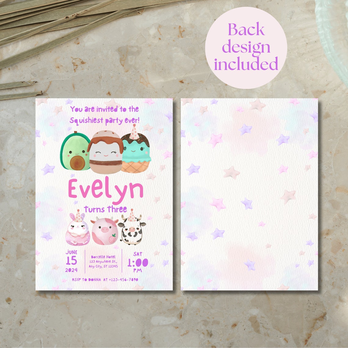 Squishmallow Birthday Invitation purple Squishmallow Invitation Cute ...