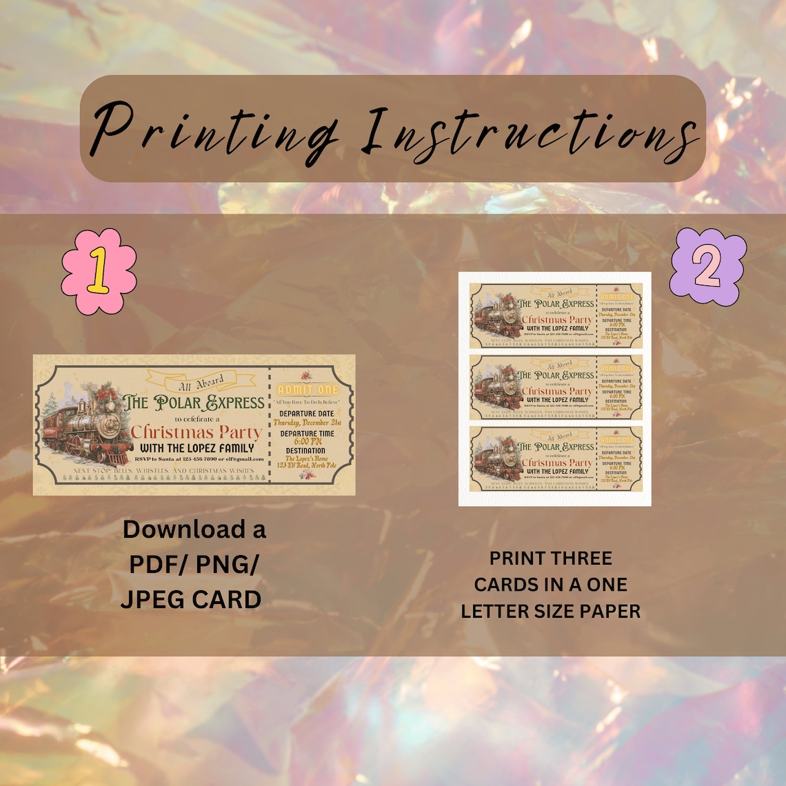 Vintage Polar Express Ticket Invitation- Christmas Party Ticket Invite ...