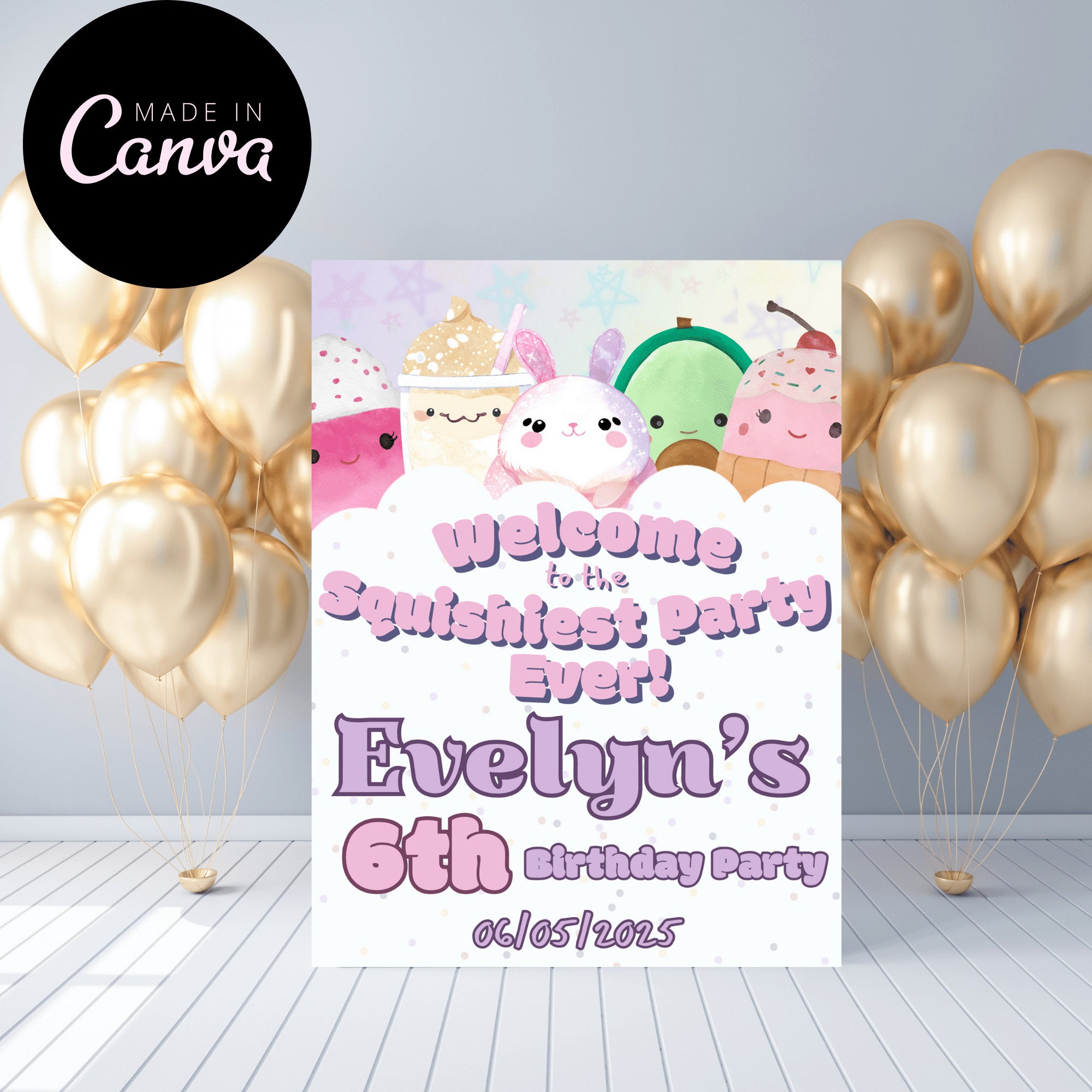 Squishmallow Birthday Welcome Sign Template- Pink Welcome Sign Squishy ...