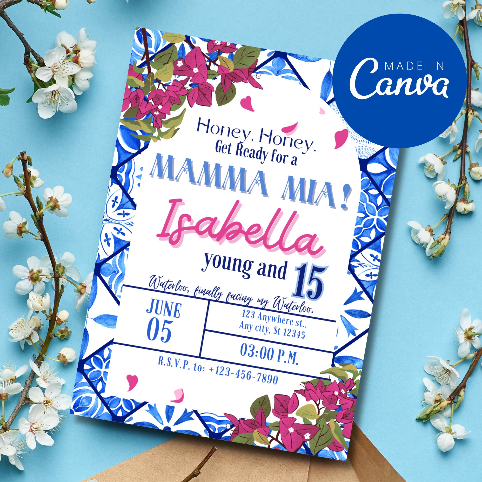 Mamma Mia- Mamma Mia Invite Template Quinceanera Invitations Template Greece Party Invitations ...