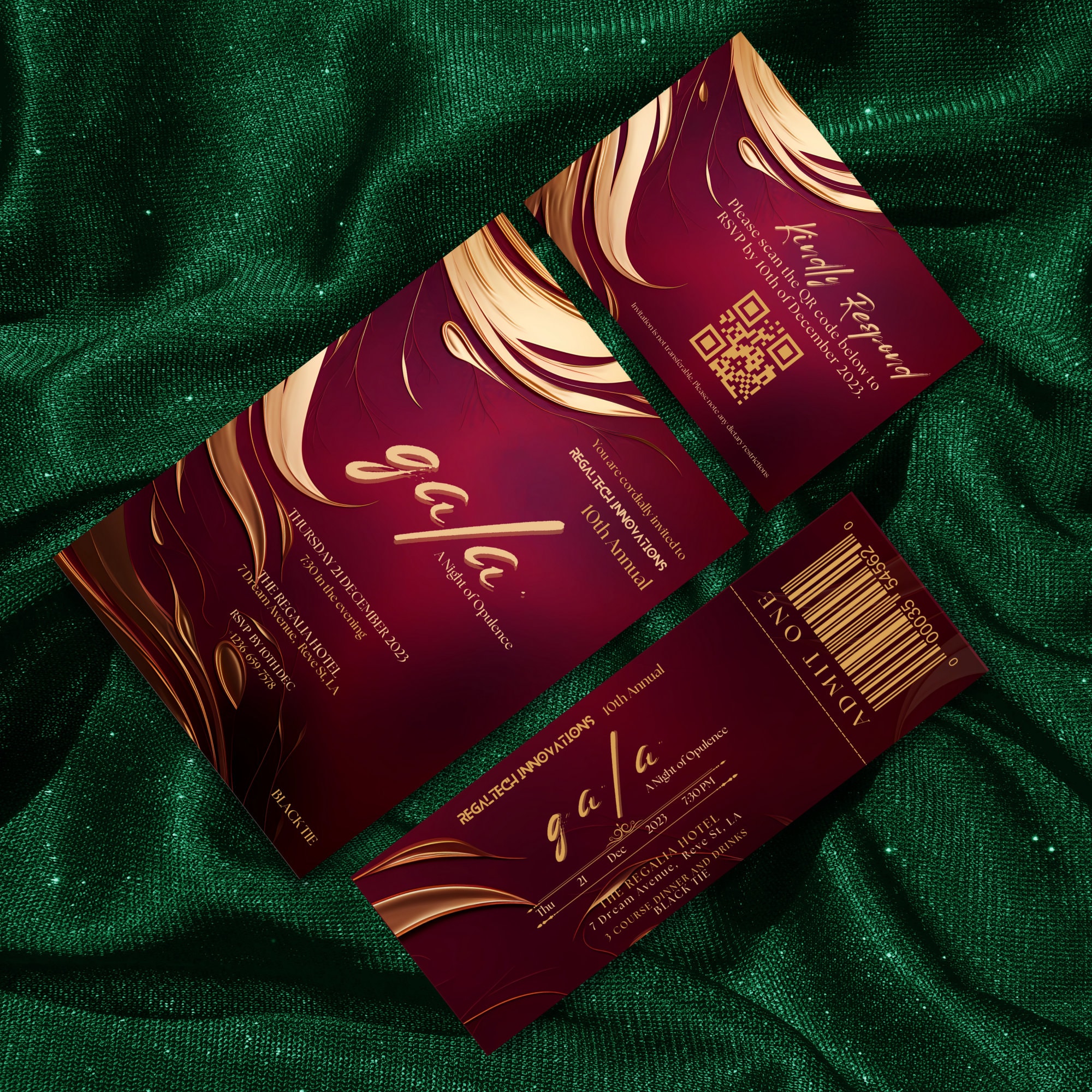 Opulent Gala Invitation Bundle- With Gala Tickets RSVP Card Template ...