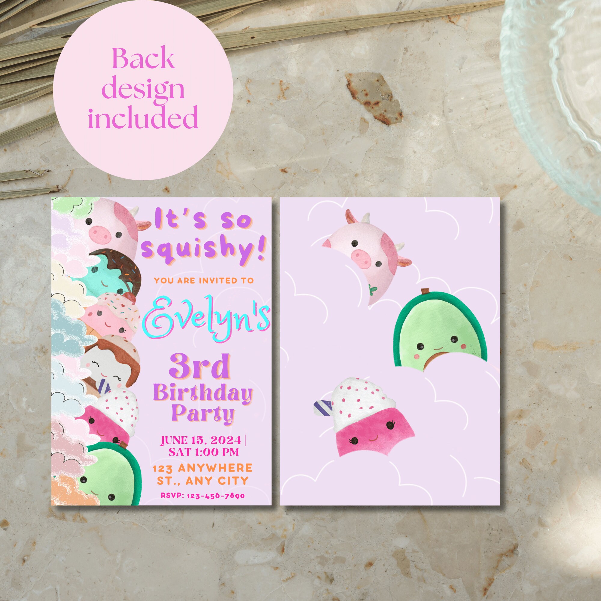 Squishmallow Birthday Invitation -pastel Squishmallow Invitation 3rd ...