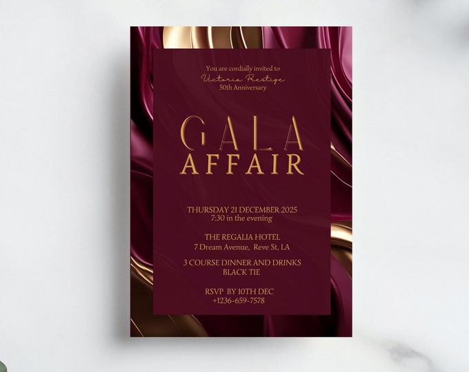 Editable Gala Invitation, Gala Party, Corporate Invite, Fundraiser ...