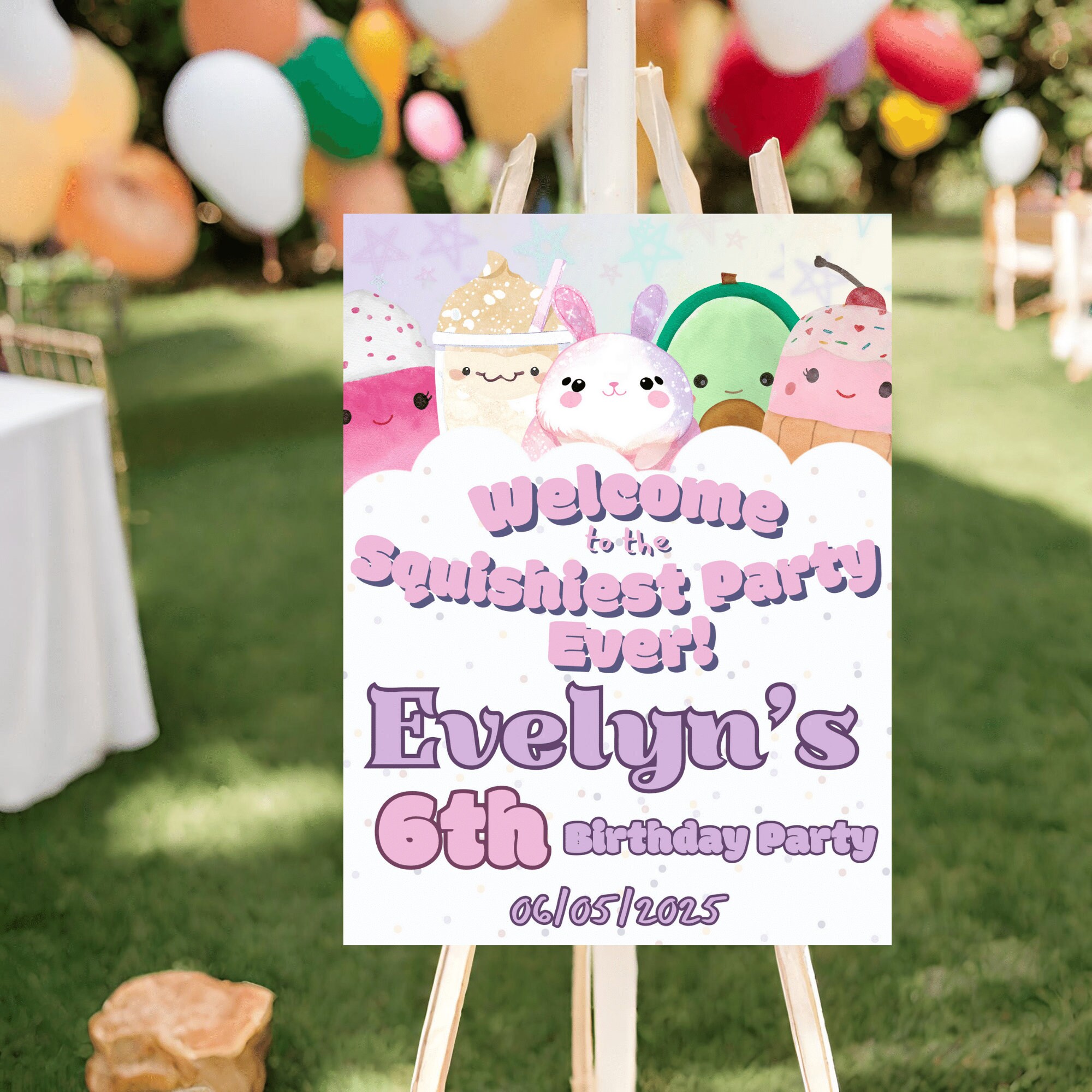 Squishmallow Birthday Welcome Sign Template- Pink Welcome Sign Squishy ...
