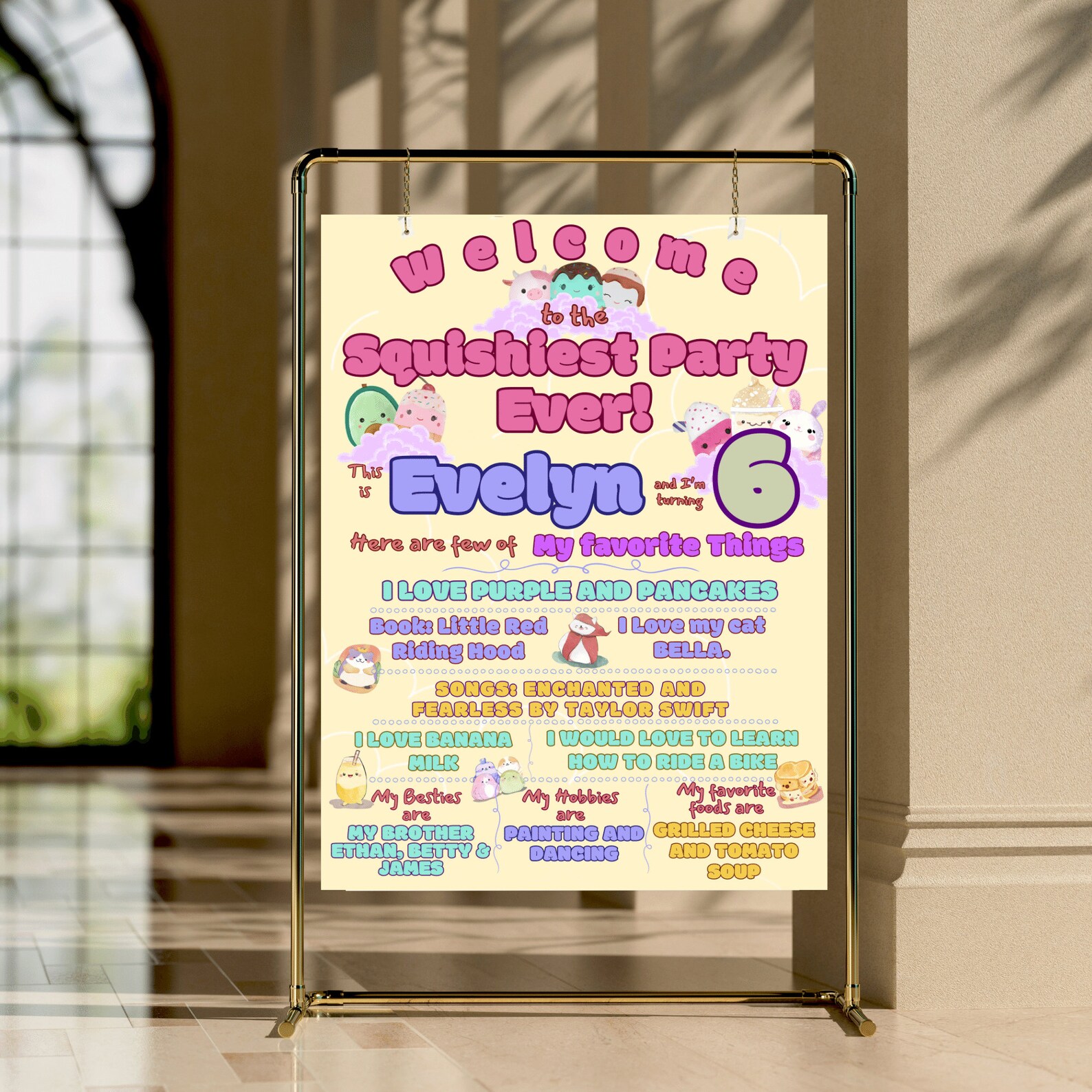 Squishmallow Birthday Welcome Sign Template- Pastel Welcome Sign ...