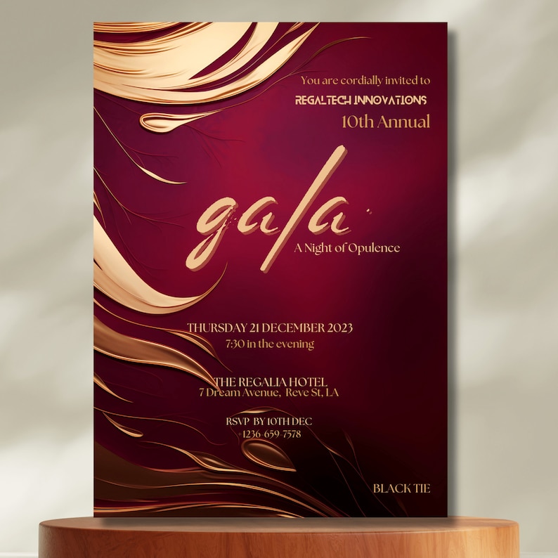 Opulent Gala Invitation- Corporate Party Invitation Editable Template ...