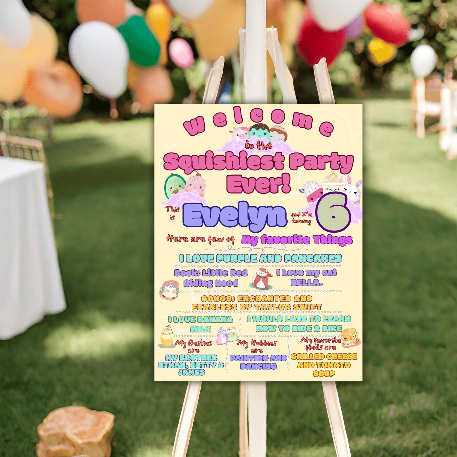 Squishmallow Birthday Welcome Sign Template- Pastel Welcome Sign ...