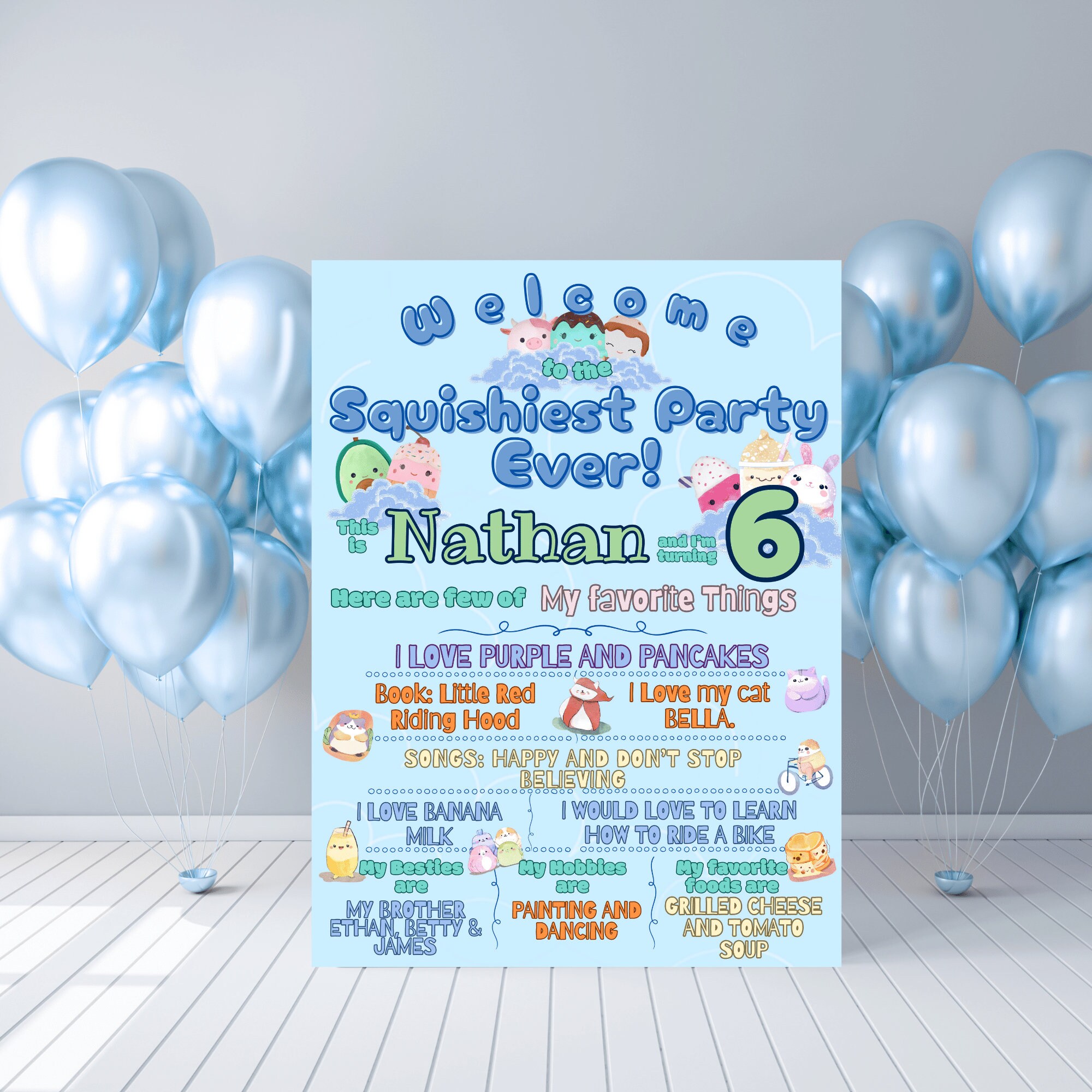 Squishmallow Birthday Boy Welcome Sign Template- Blue Welcome Sign ...