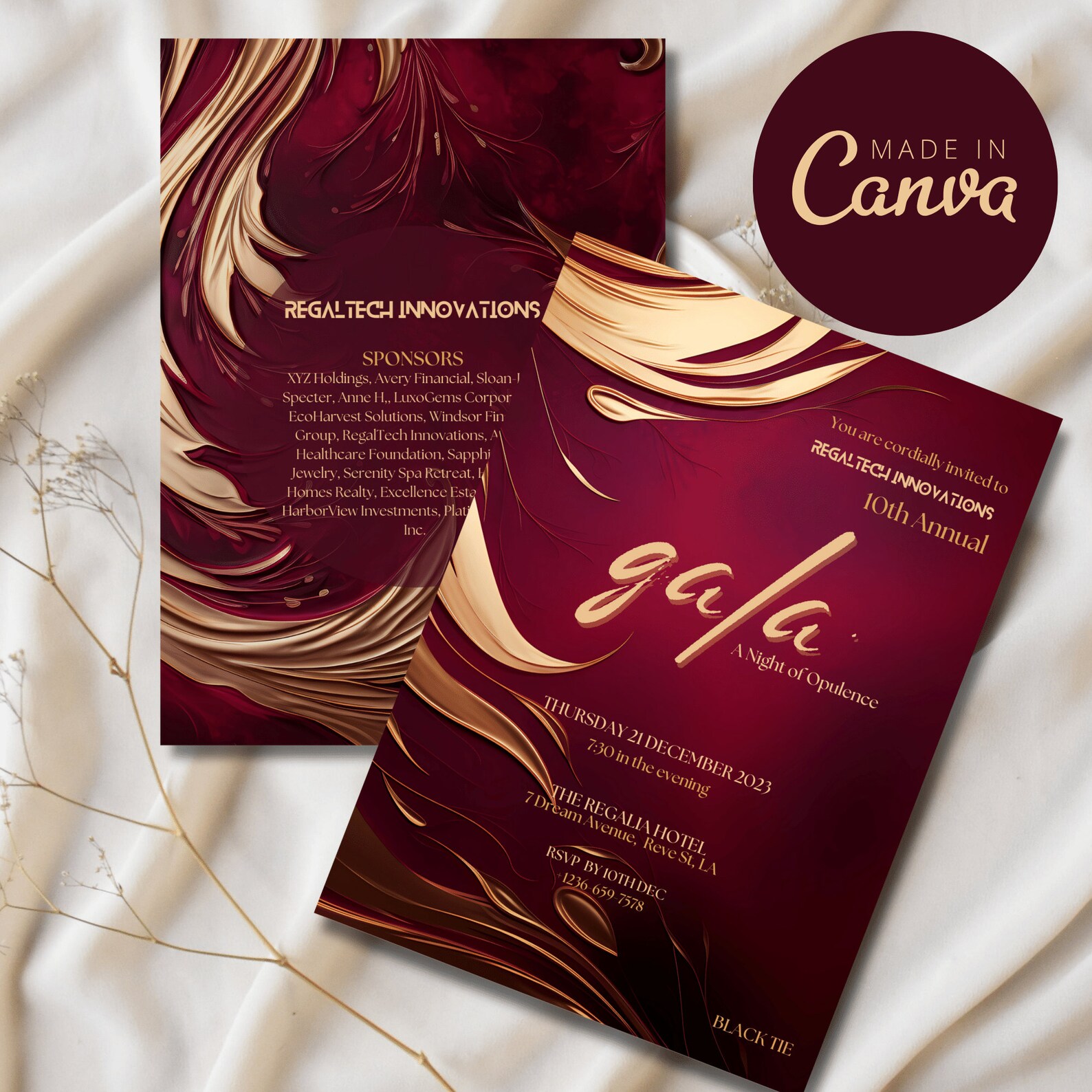 Opulent Gala Invitation- Corporate Party Invitation Editable Template ...