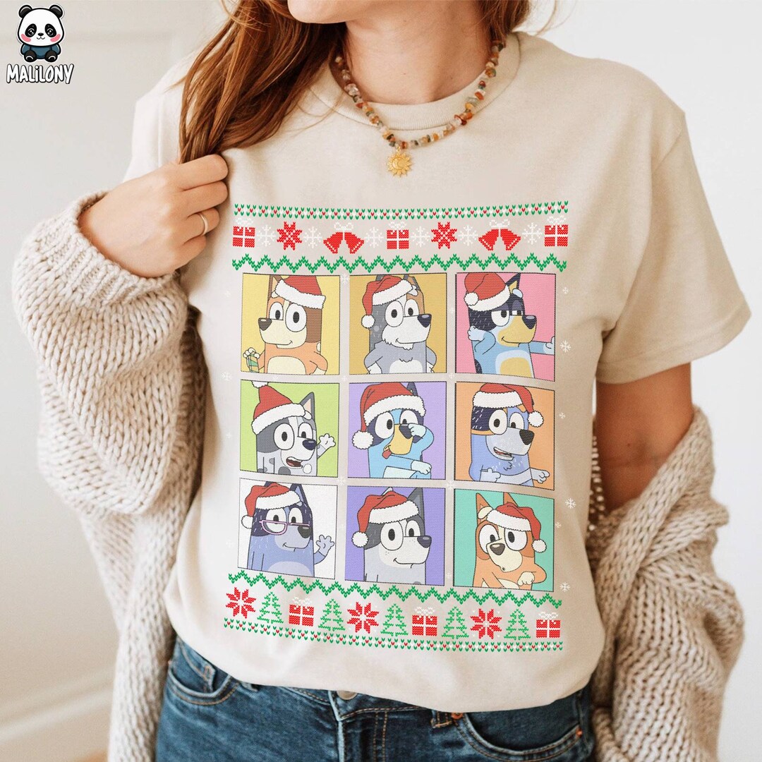 Bluey Ugly Christmas Shirt Bluey Bingo Xmas Shirt Xmas - Etsy