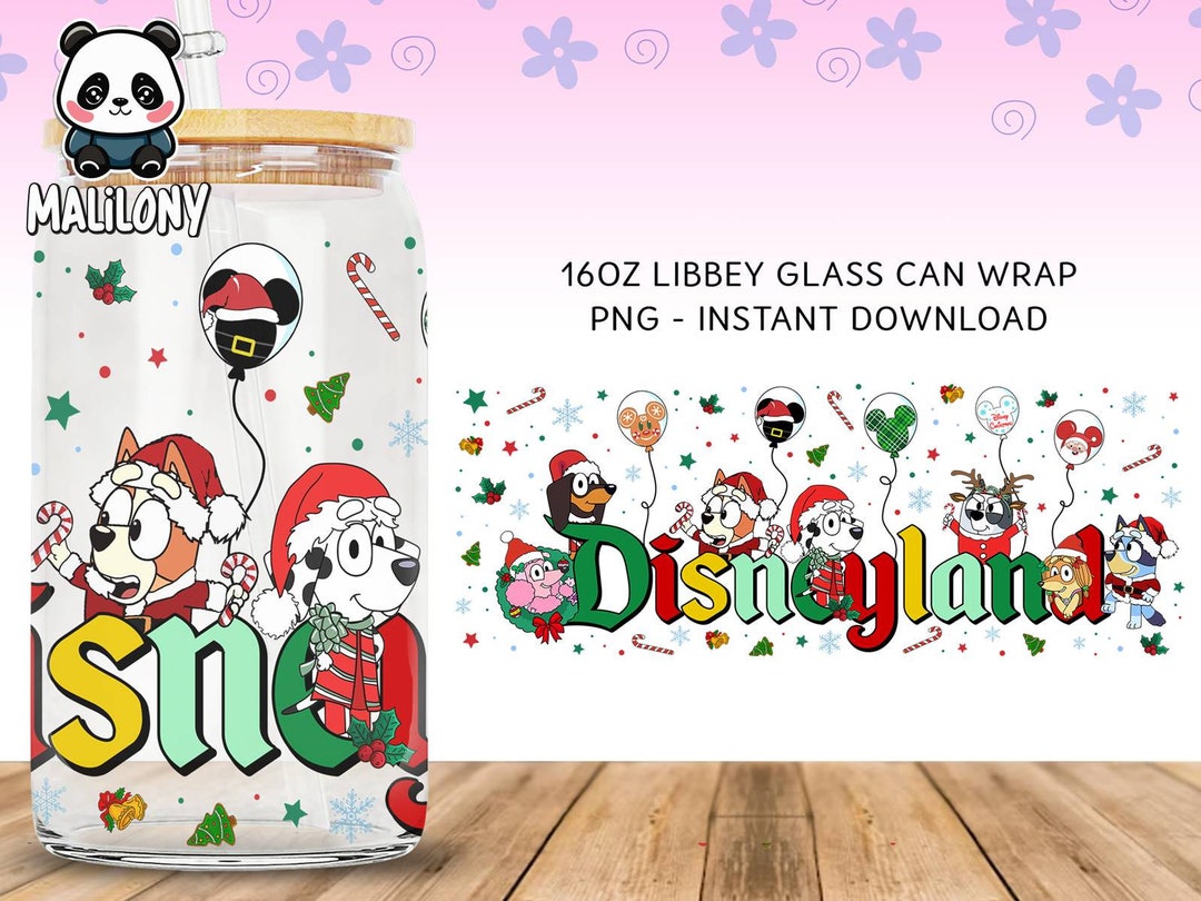 Bluey Christmas 16oz Libbey Can Cartoon Png Bluey 16oz Glass - Etsy