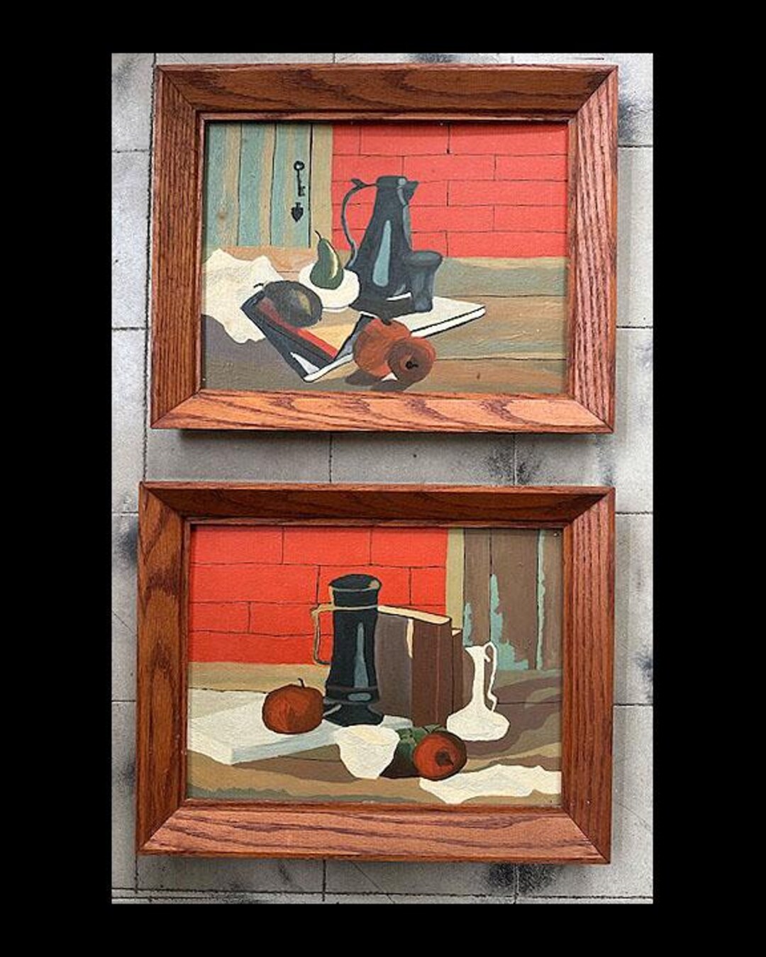 Vintage Folk Art Still Life Painting Fruit Books Ohio Artist Kate ...