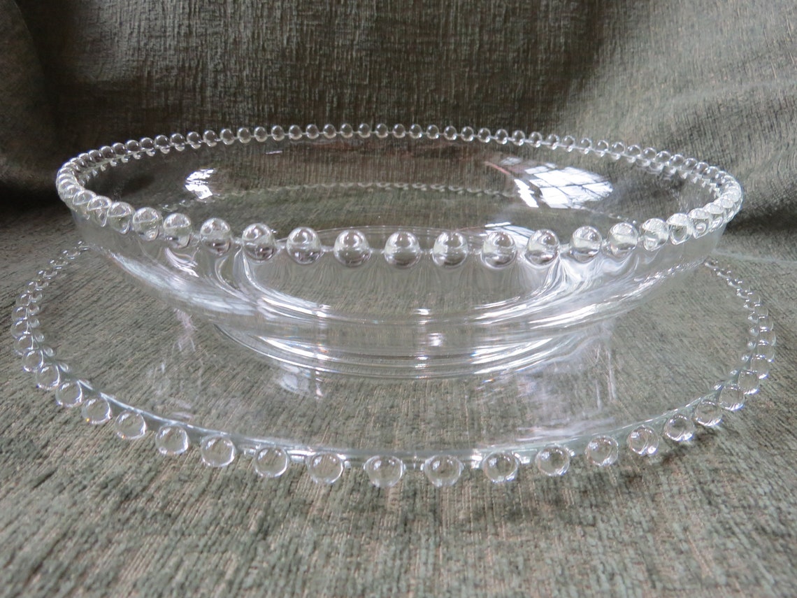 2-pc Large Vtg Imperial Candlewick Glass SERVING Set-tray, Bowl - Etsy
