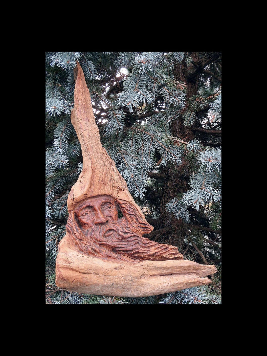 27" Wood Spirit Carving Carved Forest Face Wall Art Sculpture Tree ...