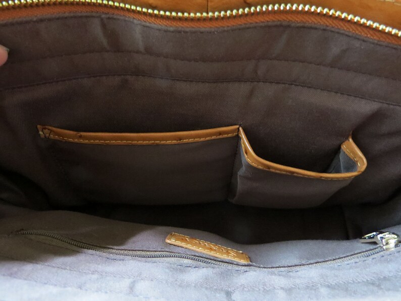 Stauer Handbag, Ostrich Embossed Handbag, Brown Ostrich Bag, Stauer ...