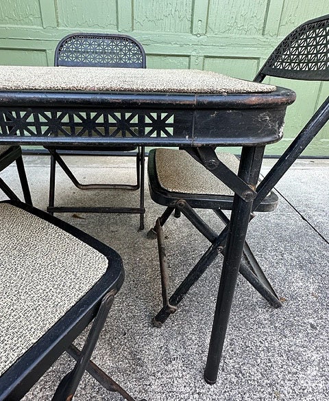 Vintage Kids 1950's Childrens Game Crafts Folding Metal Card Table & 4 ...