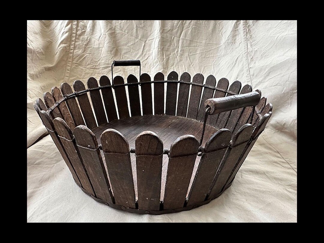 Vintage Shaker Picket Fence Basket - Etsy